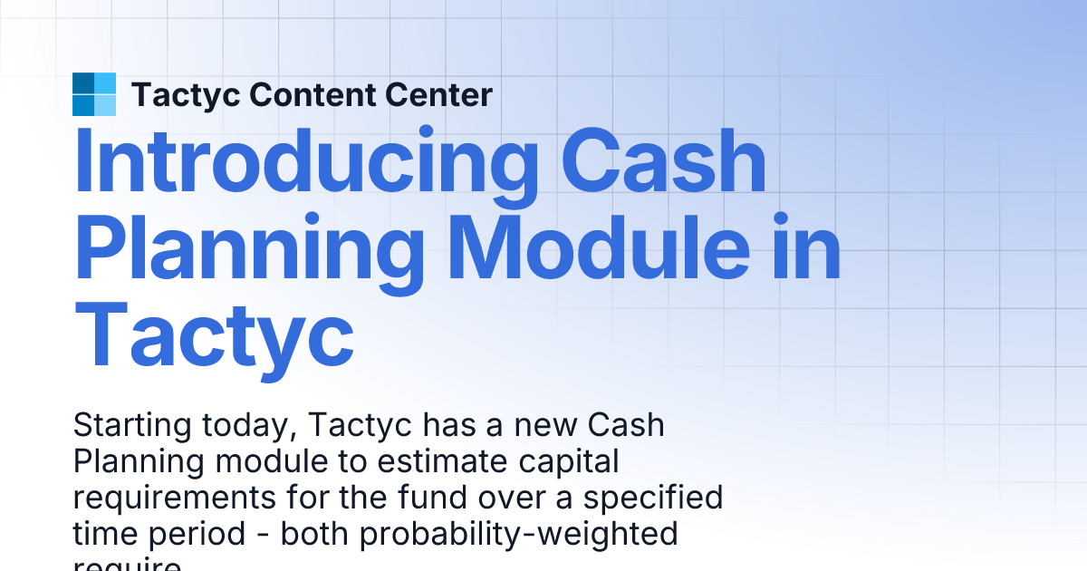 Introducing Cash Planning Module in Tactyc | Tactyc Content Center