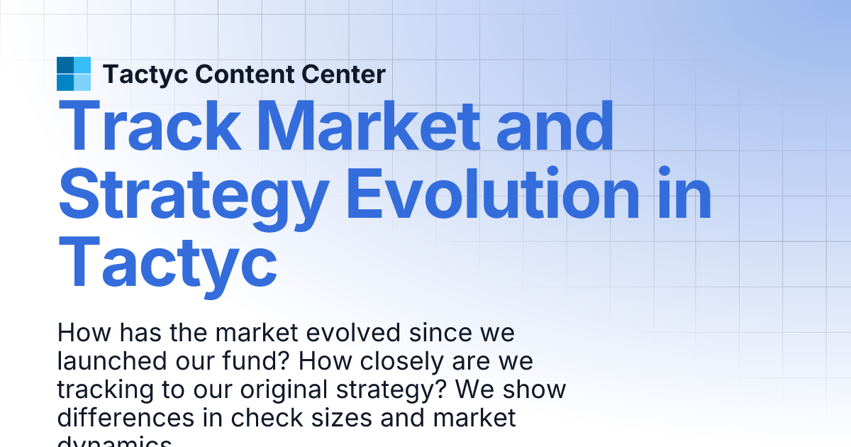 Track Market and Strategy Evolution in Tactyc | Tactyc Content Center