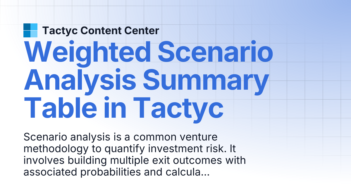 Weighted Scenario Analysis Summary Table in Tactyc | Tactyc Content Center